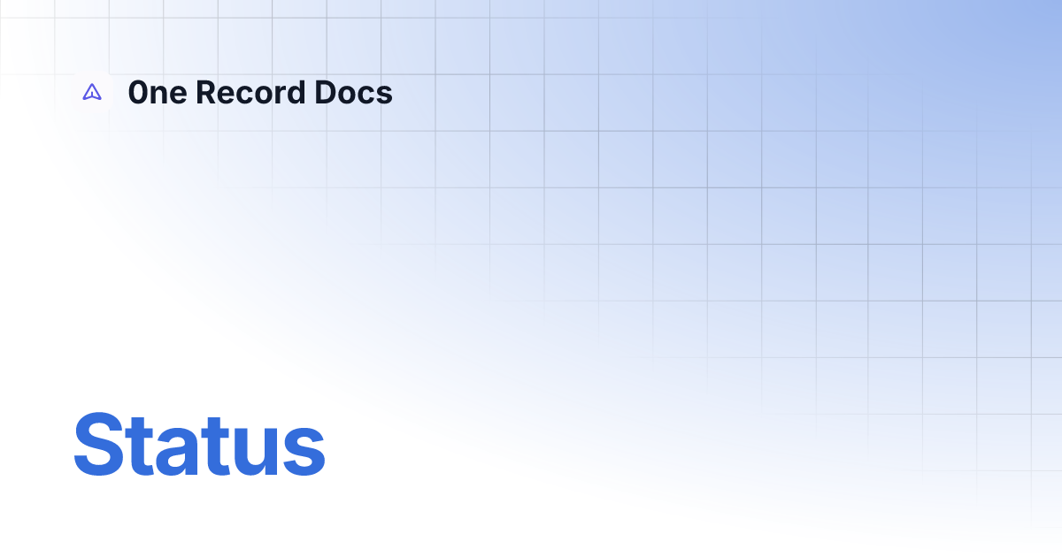 Status | 0ne Record Docs